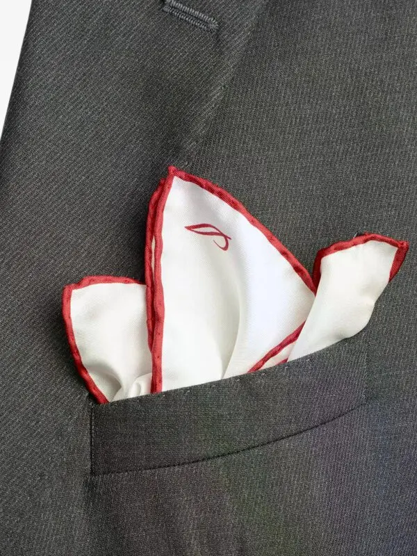 ELIZABETTA Mont Blanc Hand-rolled Pocket Square - White