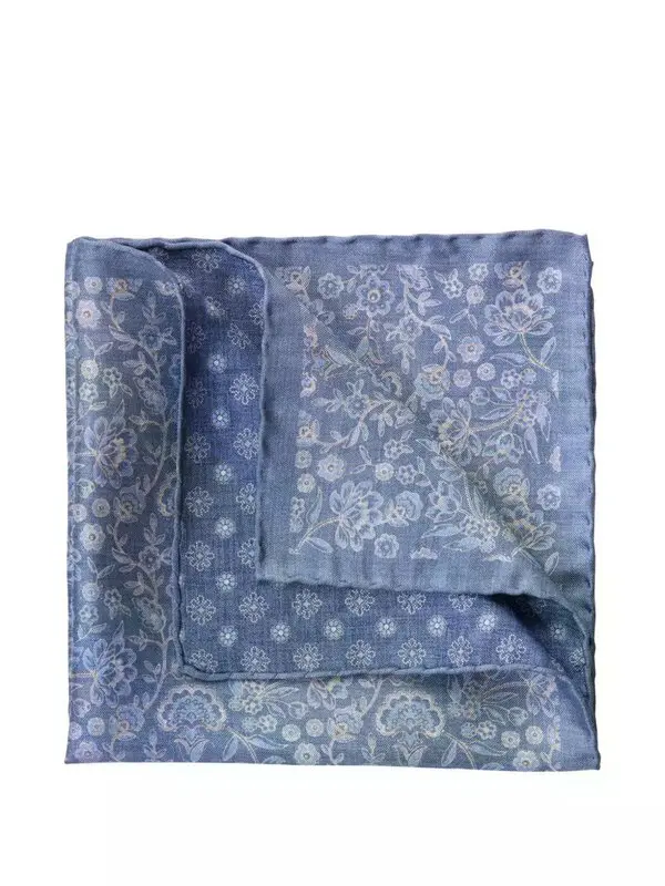 ELIZABETTA Pascal Double-sided Floral-print Pocket Square - Blue