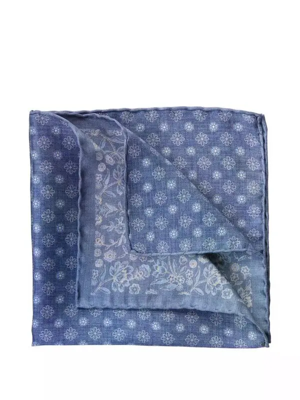 ELIZABETTA Pascal Double-sided Floral-print Pocket Square - Blue