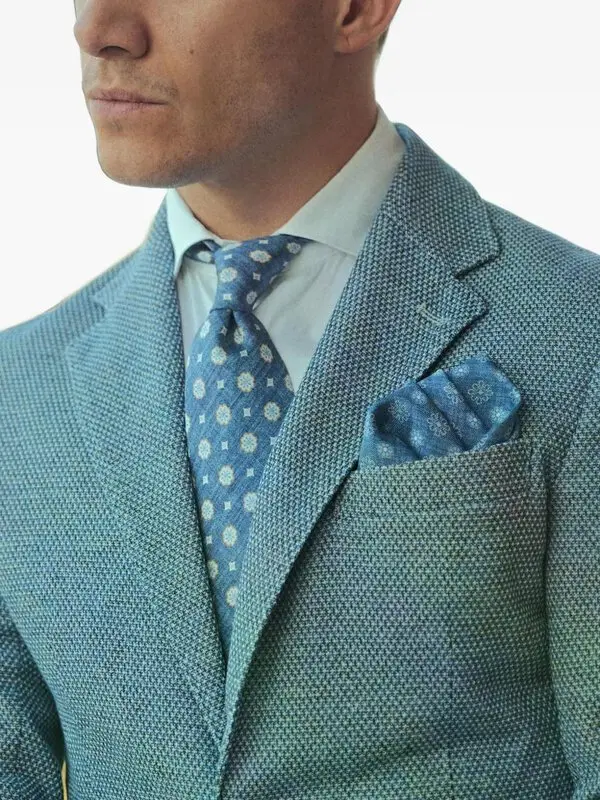 ELIZABETTA Pascal Double-sided Floral-print Pocket Square - Blue