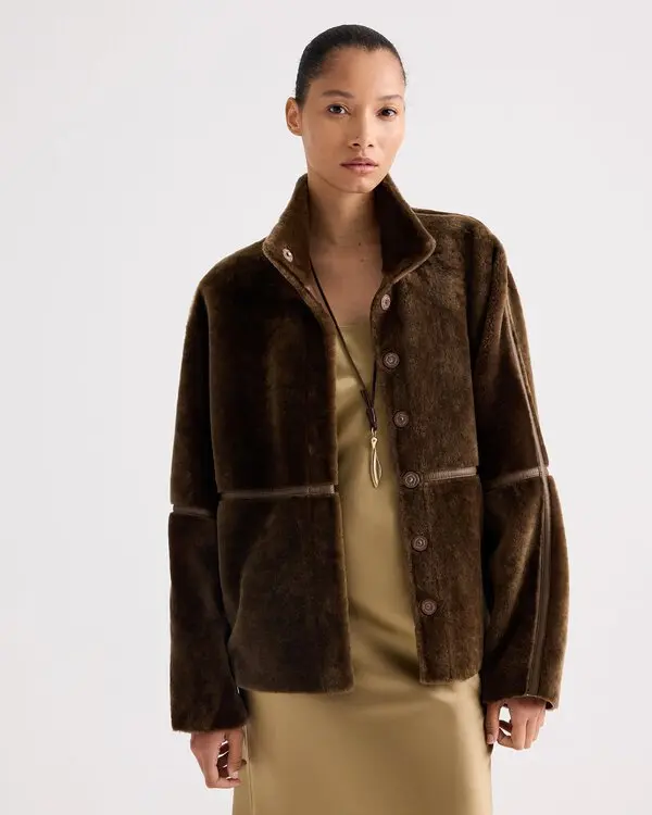 TWP Big Sky Jacket In Ironed Merino Shearling - Kangaroo