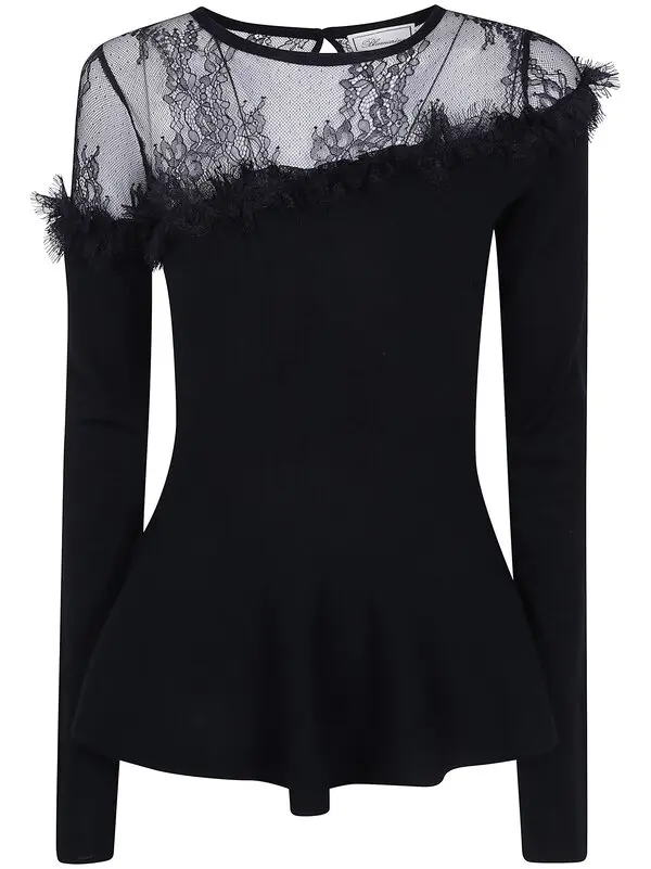 Blumarine Wool Sweater With Lace