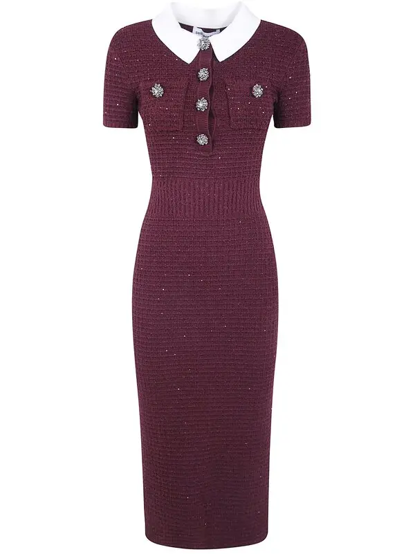 SELF-PORTRAIT Midi Dress Textu Knit