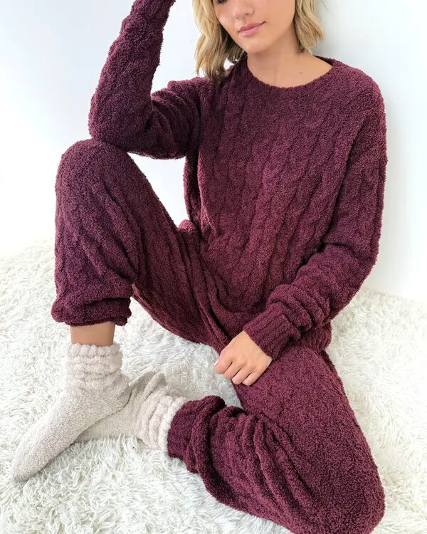 Splendid Cozy Fuzzy Cable Socks - Ivory