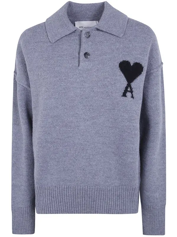 AMI Paris Polo Sweater Contrasted "quota De Coeur