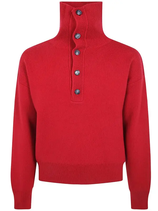 AMI Paris Sweater High Buttoned Collar