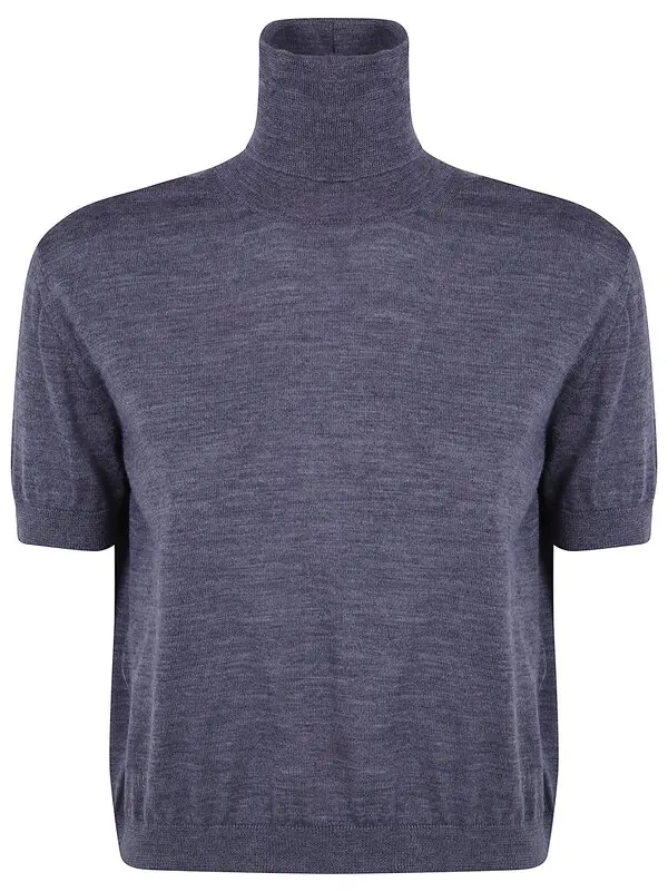 N.21 Short-sleeve Turtleneck Sweater - Gray