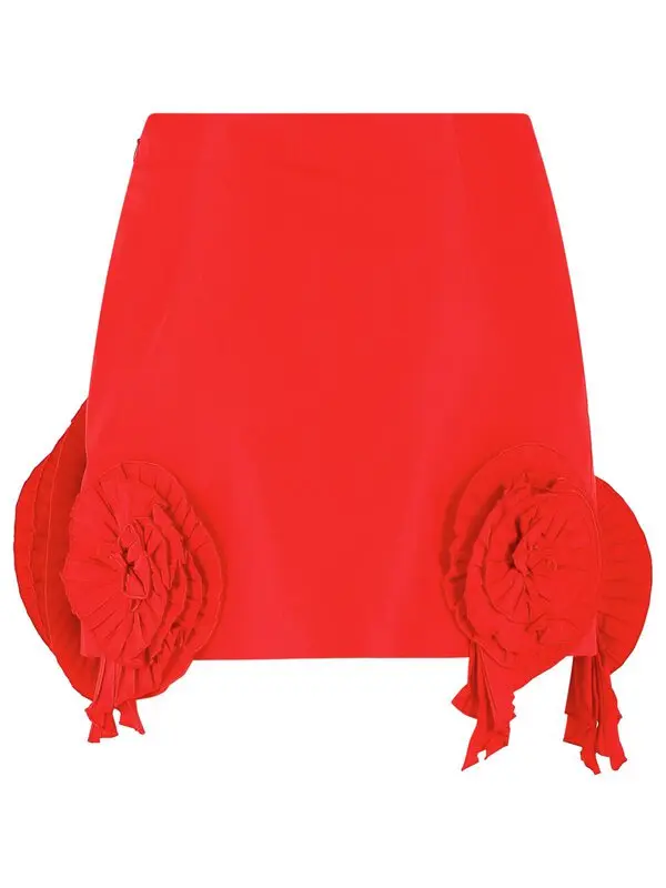 Blumarine Short Taffeta Skirt With '3d' Roses