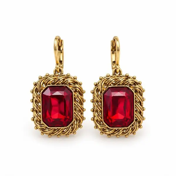VSTYLE Ruby Crystal Statement Earrings