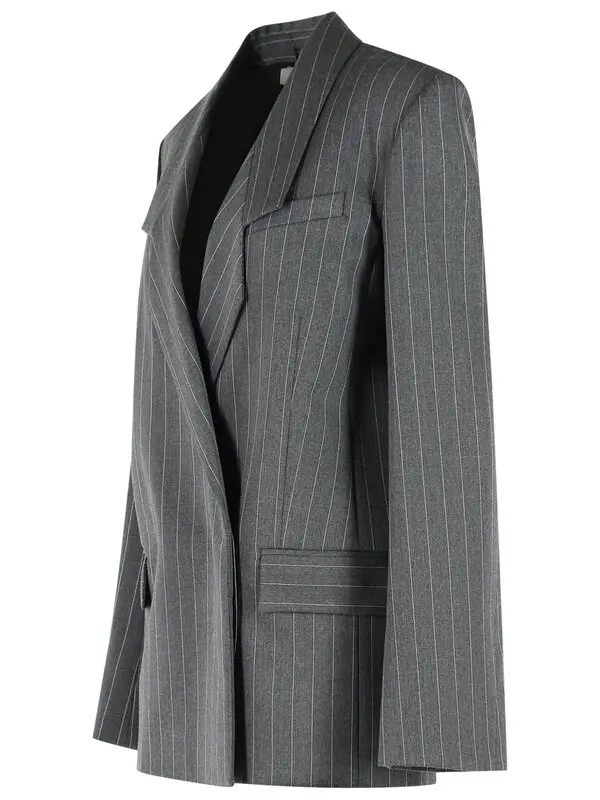 Sportmax Lepre' Tailored Blazer In Medium Grey Stretch Wool