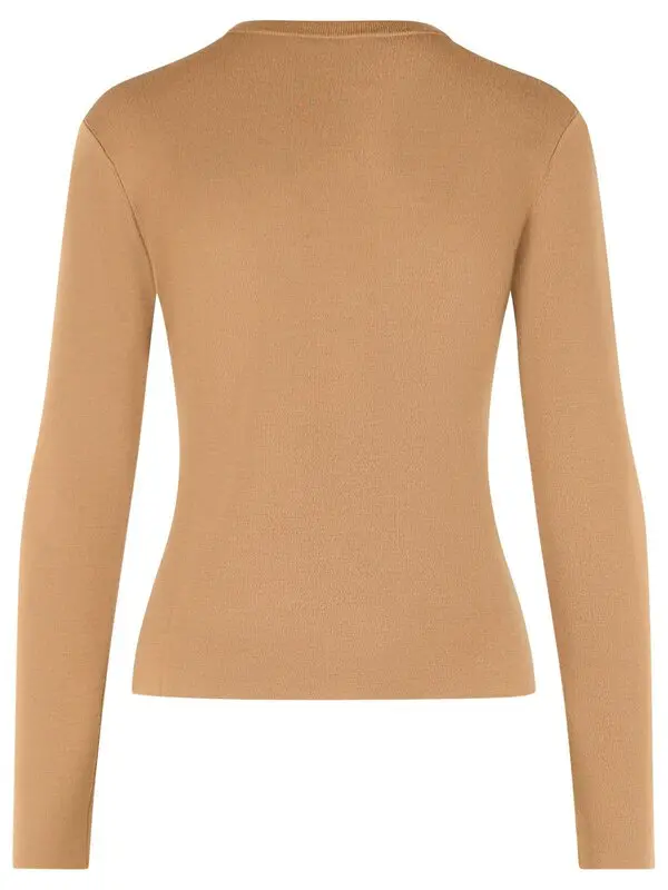 Max Mara Manto' Wool Yarn Sweater With Embossed Logo - Brown
