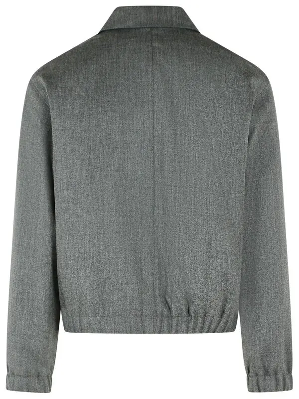 AMI Paris De Cœur' Padded Jacket In Carbon Grey Wool