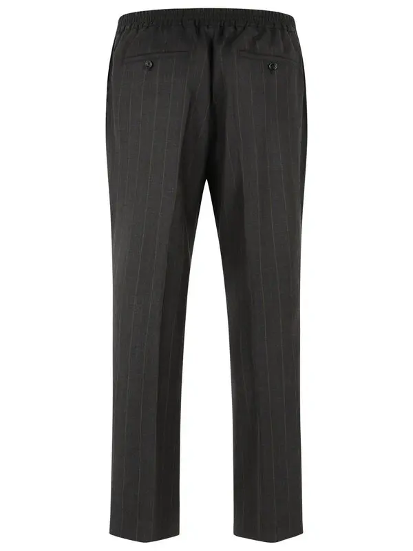 AMI Paris Striped Grey Wool Trousers