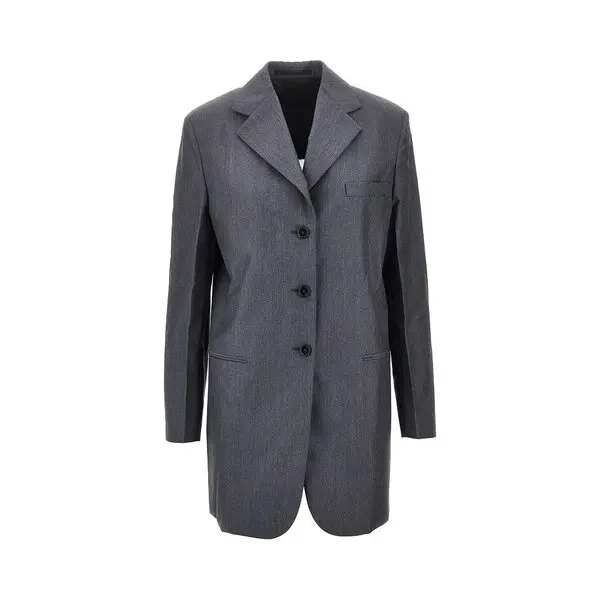 JIL SANDER Fil-à-fil Wool Tailored Jacket - Grey