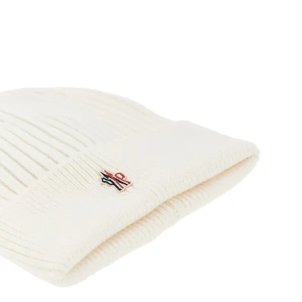 Moncler Logo Patch Wool Beanie Hat