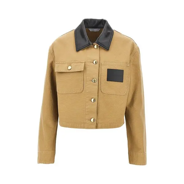 Balenciaga Canvas Cropped Workwear Jacket - Brown