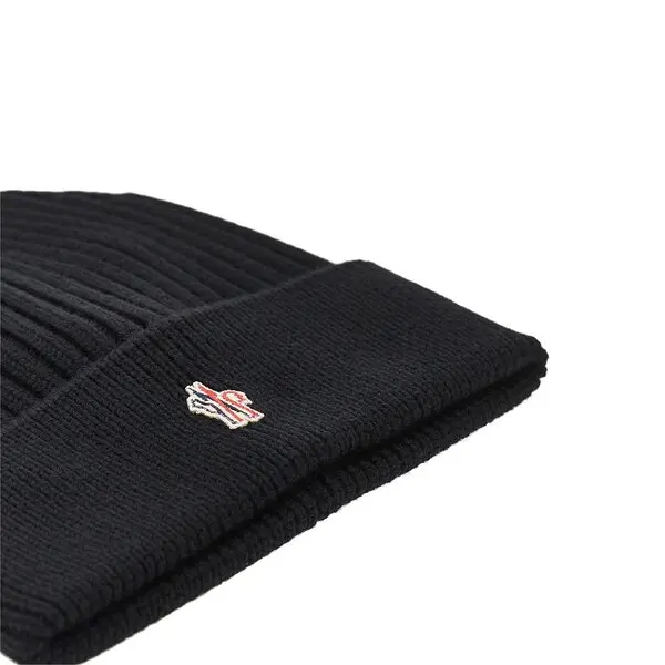 Moncler Logo Patch Wool Beanie Hat