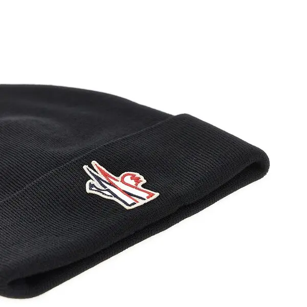 Moncler Logo Patch Wool Beanie Hat