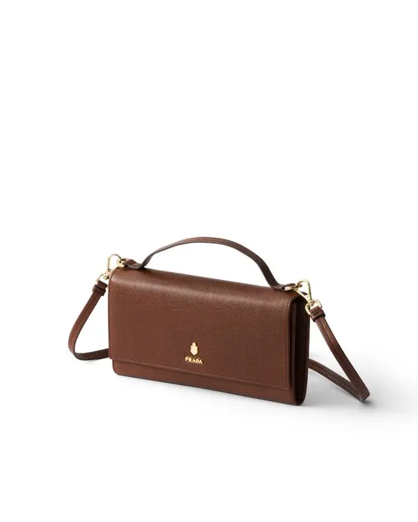 Prada Leather Wallet With Shoulder Strap