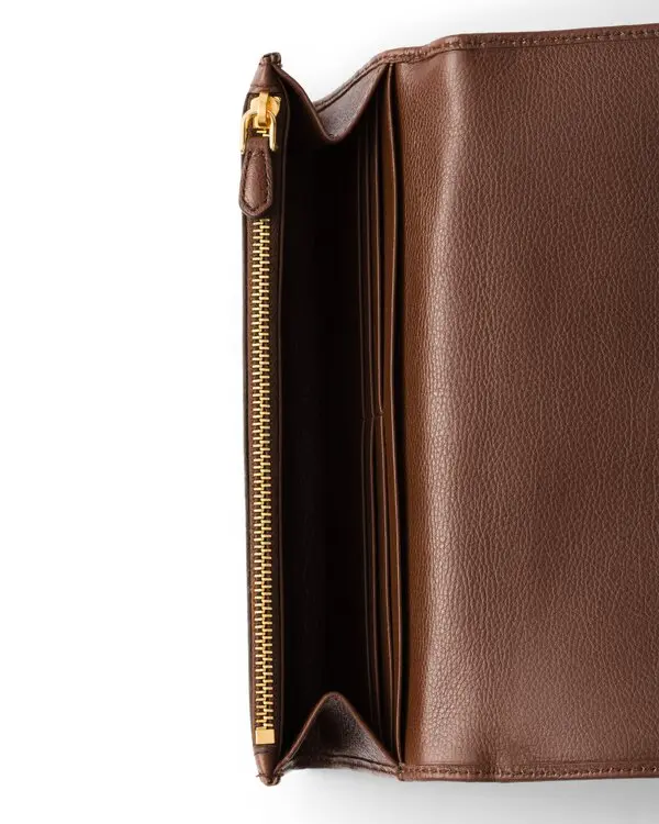 Prada Leather Wallet With Shoulder Strap