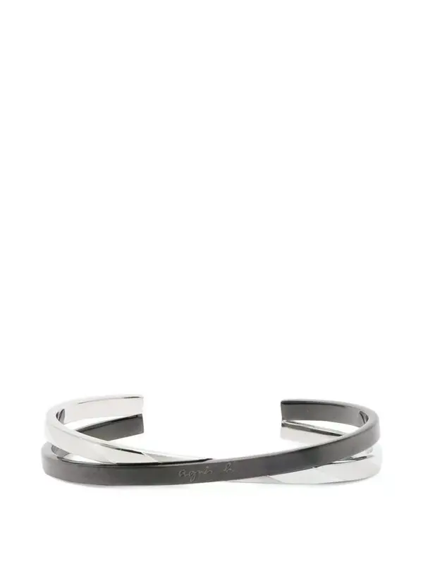 AGNES B. Couple Bangle Logo Bracelet - Silver