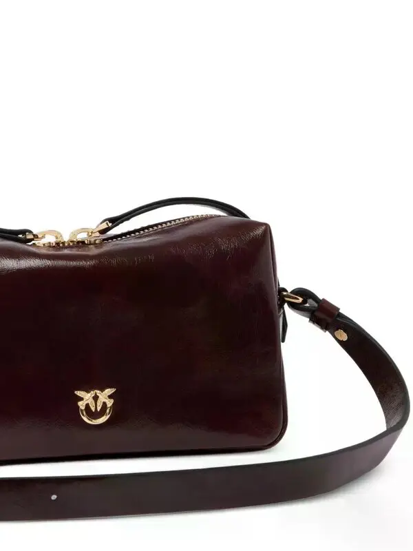 Pinko Faux-fur Strap Leather Shoulder Bag
