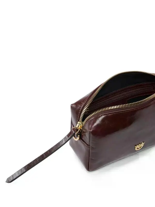 Pinko Faux-fur Strap Leather Shoulder Bag