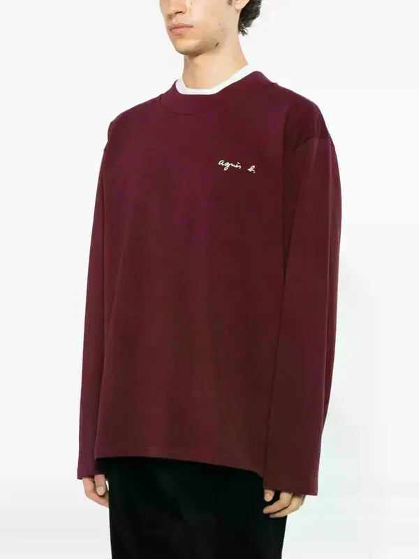 AGNES B. Logo-embroidered Long-sleeve T-shirt