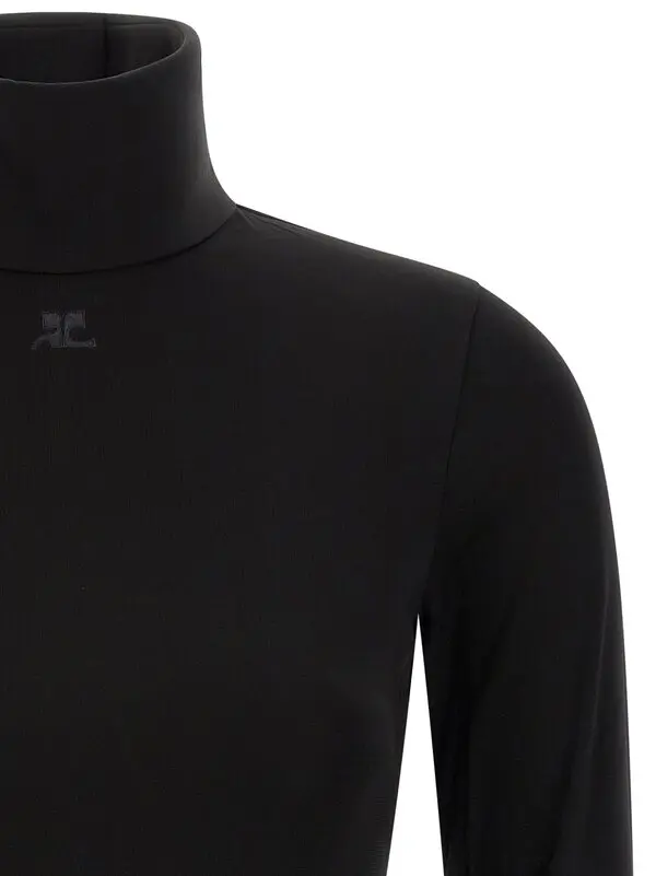 COURREGES Jersey Mockneck' Bodysuit - Black