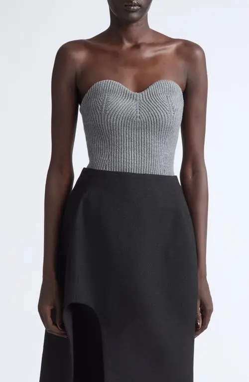 JIL SANDER Heart Bustier Wool Blend Top - Basalt