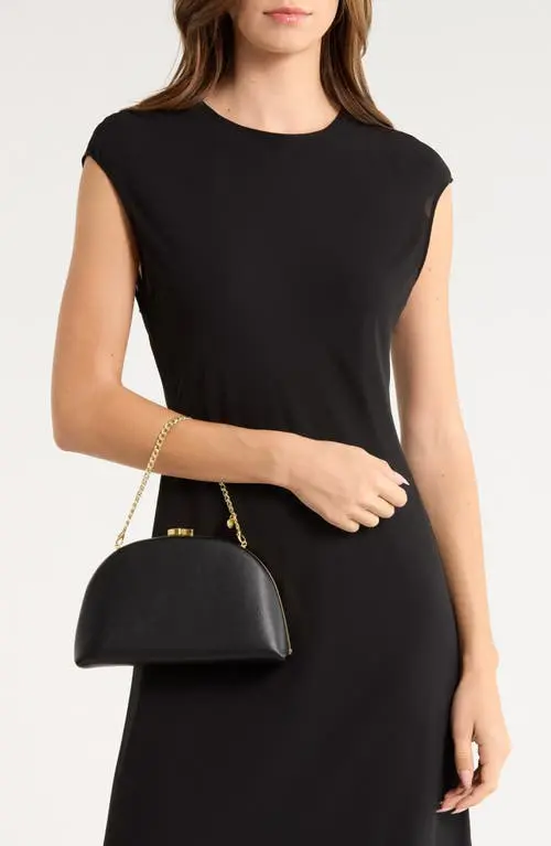 OLGA BERG Celeste Curved Faux Leather Clutch - Black