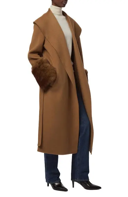 Apparis Jill Faux Fur Cuff Wrap Coat