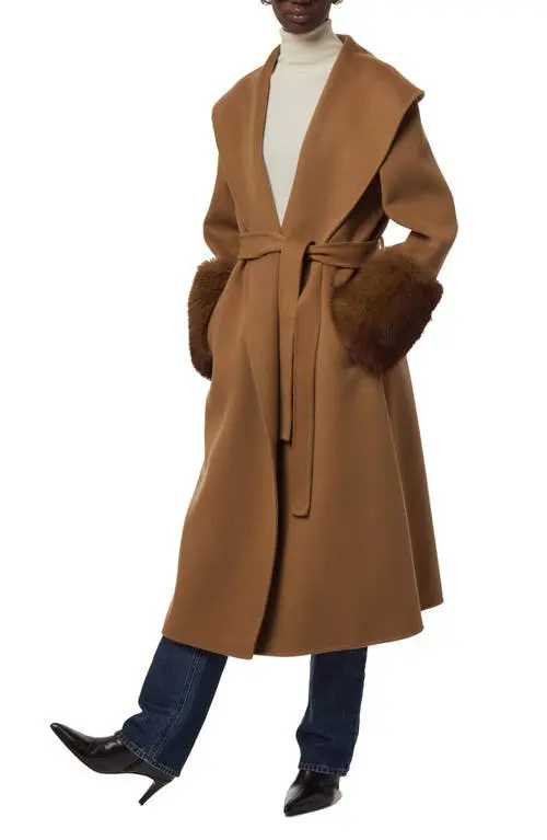 Apparis Jill Faux Fur Cuff Wrap Coat
