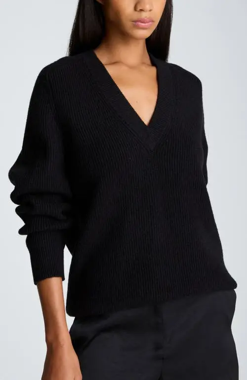 KENNETH COLE COLLECTION Oversized V Neck Raglan Sweater - Black