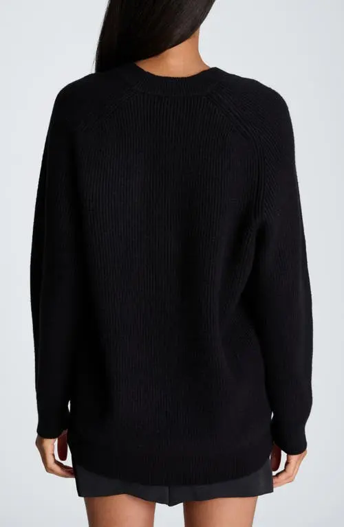KENNETH COLE COLLECTION Oversized V Neck Raglan Sweater - Black