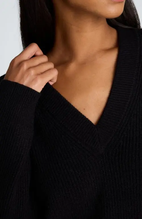 KENNETH COLE COLLECTION Oversized V Neck Raglan Sweater - Black