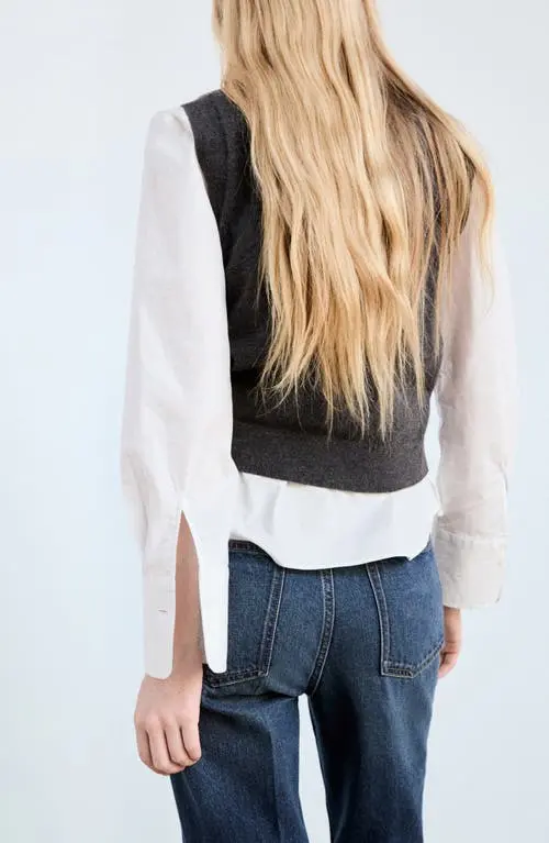 Mango Argyle Sweater Vest