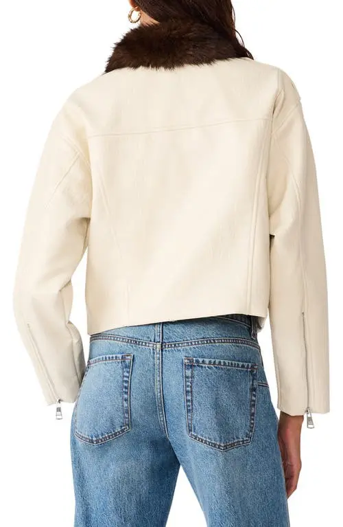 Steve Madden Silas Faux Leather Jacket With Faux Fur Collar