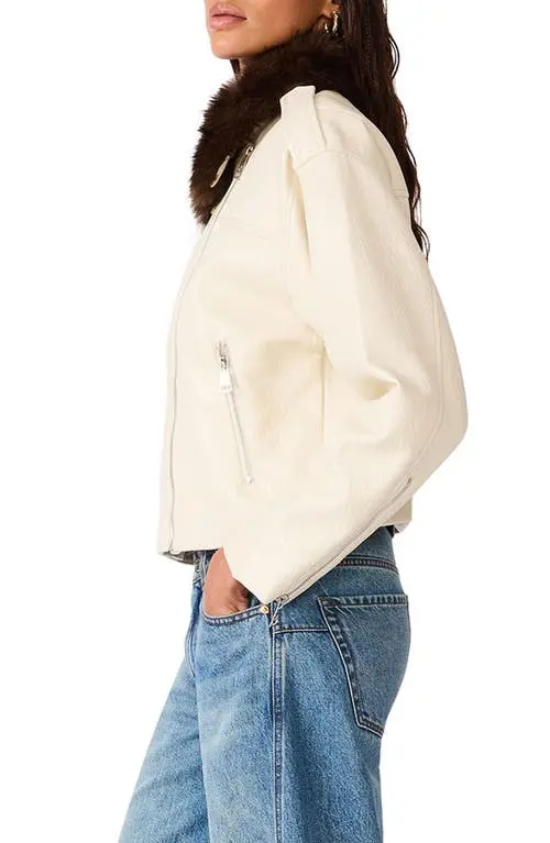 Steve Madden Silas Faux Leather Jacket With Faux Fur Collar