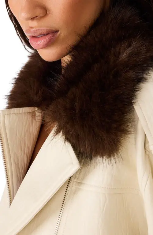Steve Madden Silas Faux Leather Jacket With Faux Fur Collar