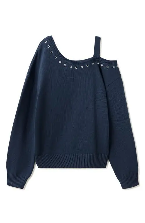 Mango Asymmetrical Off The Shoulder Cotton Sweater