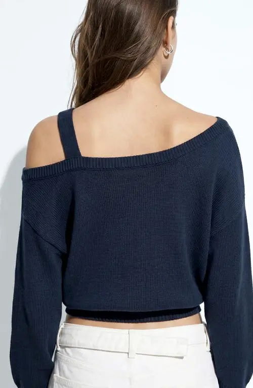 Mango Asymmetrical Off The Shoulder Cotton Sweater