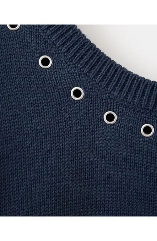 Mango Asymmetrical Off The Shoulder Cotton Sweater