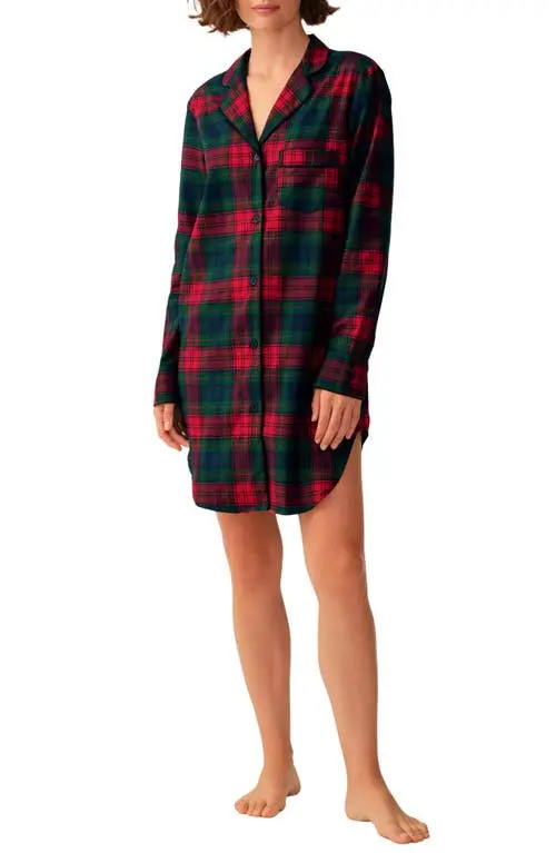 PETITE PLUME Plaid Brushed Cotton Twill Nightshirt