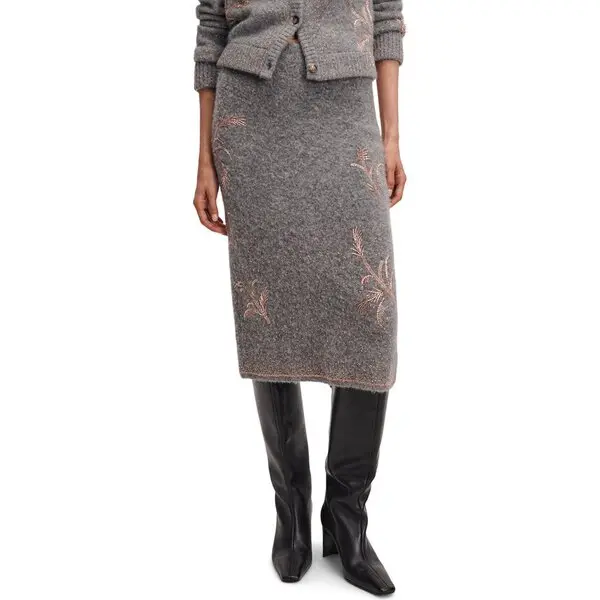 Rag & Bone Iris Beaded Midi Skirt - Grey