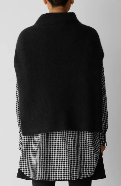 Eileen Fisher Cashmere & Silk Boucle Poncho - Black