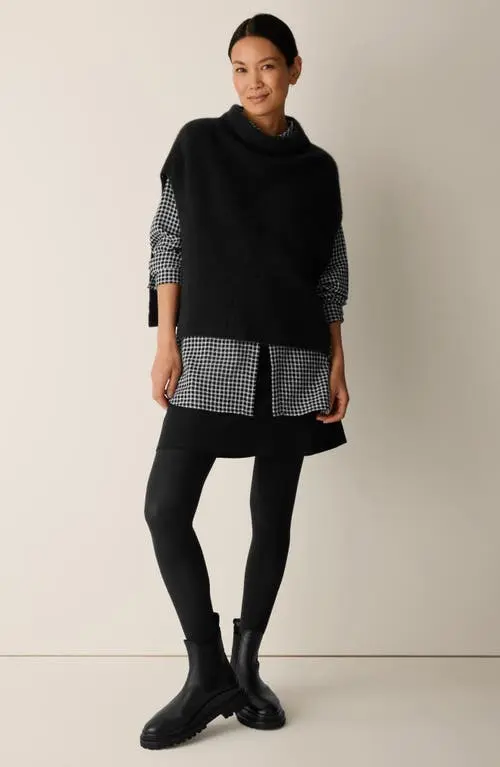 Eileen Fisher Cashmere & Silk Boucle Poncho - Black
