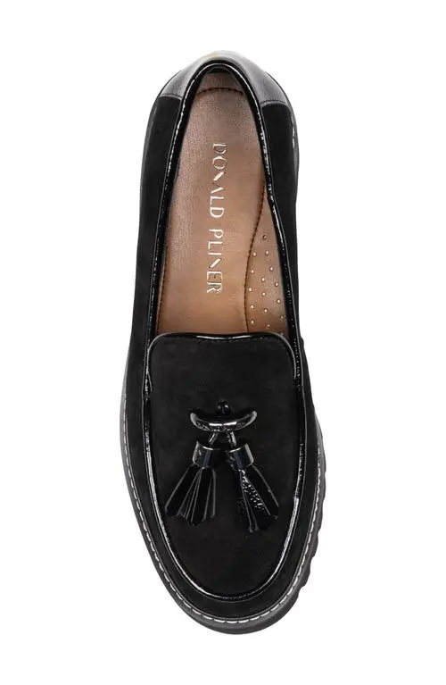 DONALD PLINER Hadi Tassel Leather Loafer - Black
