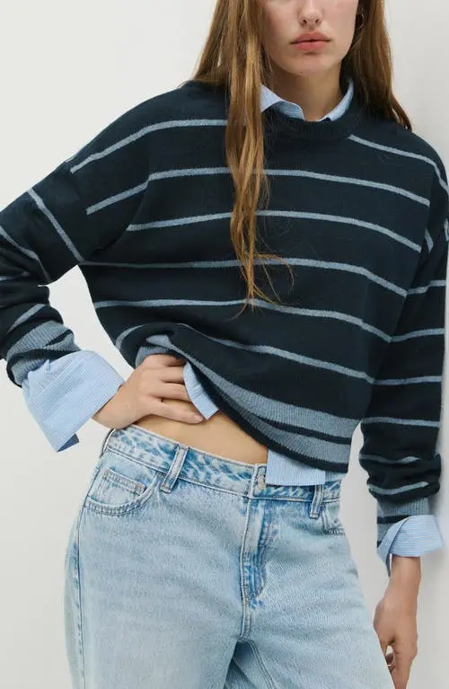 Mango Striped Crewneck Sweater