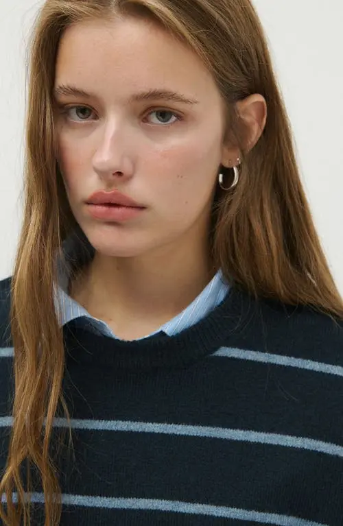 Mango Striped Crewneck Sweater